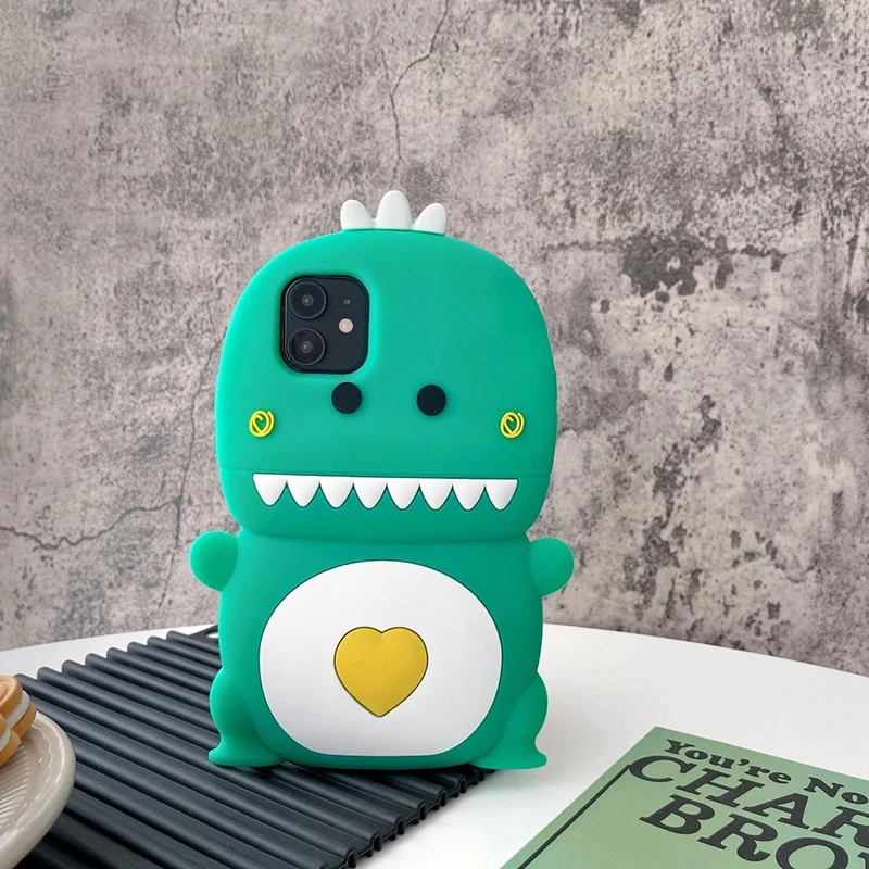 Dinosaur 3D Cartoon Soft Silicone Phone Case - KawaiiMerch.com