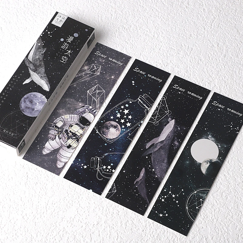 30 Pcs/Set Creative Space Walking Planet Paper Bookmark Cartoon Book ...