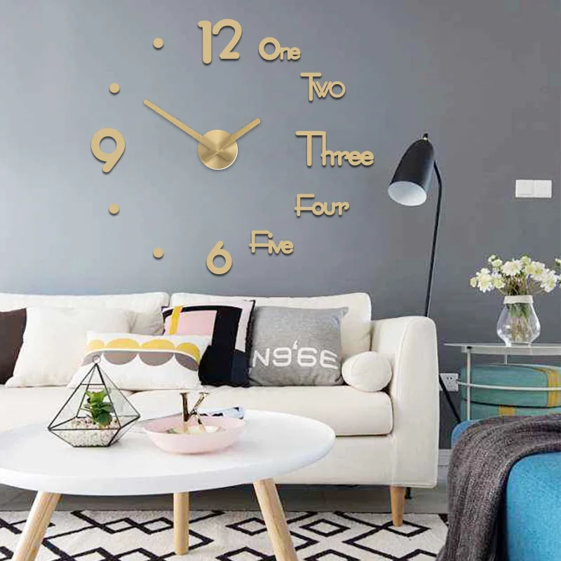 New 3d Diy Large Wall Clock Modern Design Wall Sticker Clock Silent ...