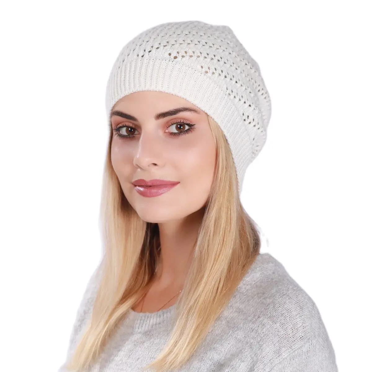 Gorros-de-punto-calados-para-mujer-gorro-suave-informal-Primavera-Oto-o ...
