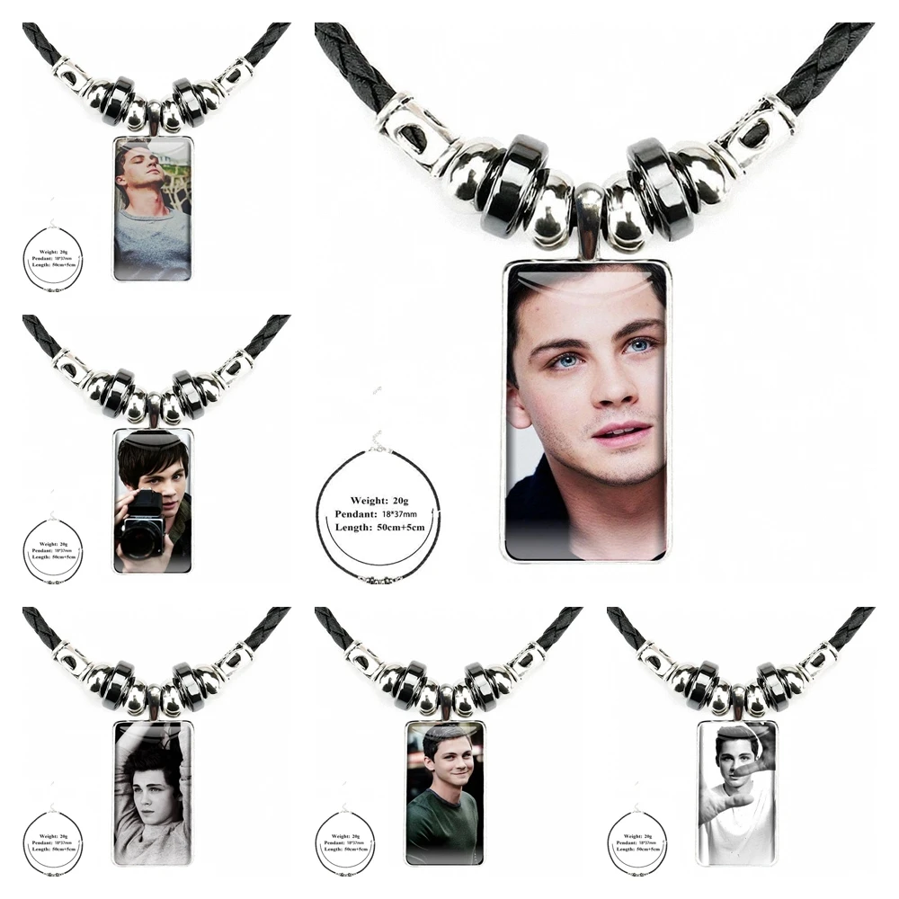 Logan-Lerman-Glass-Cabochon-Pendant-Necklace-Rectangle-Fashion-Black ...
