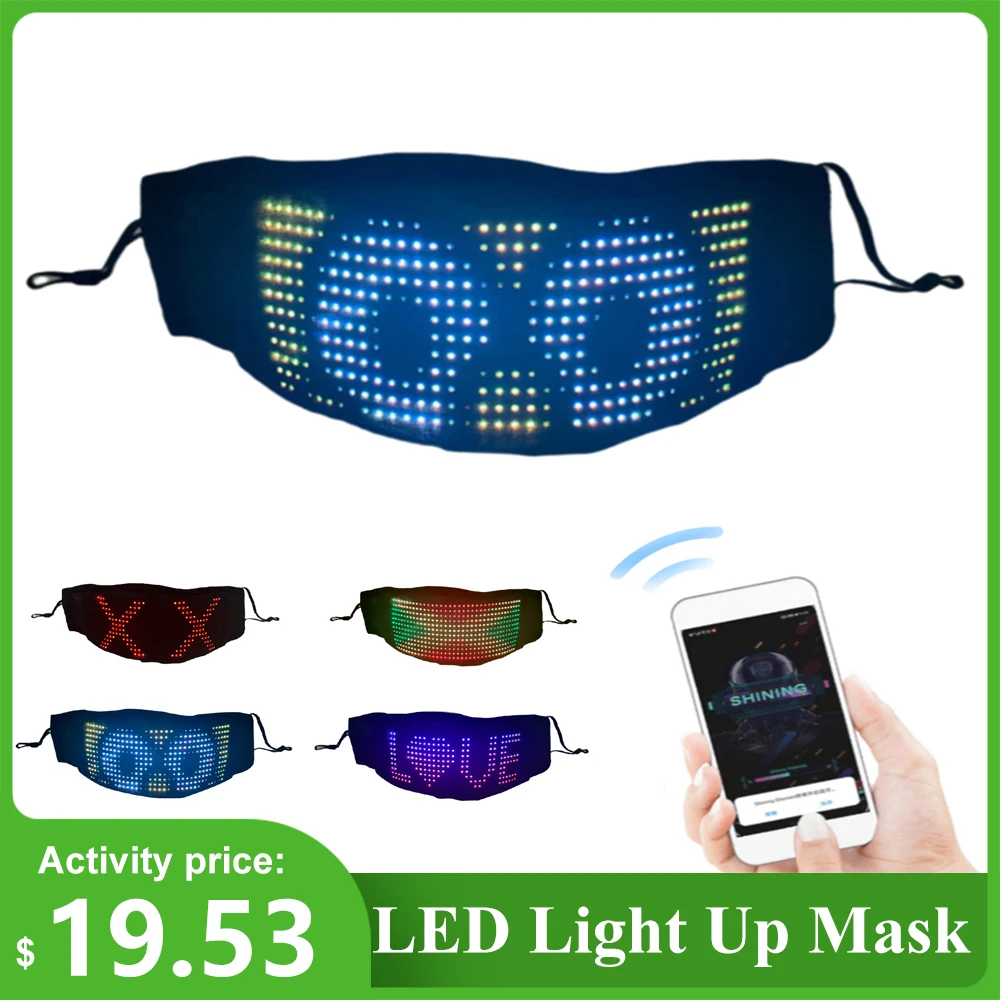 Party Supplies LED Face Mask 7-Color Light Up Face Mask Flashing ...