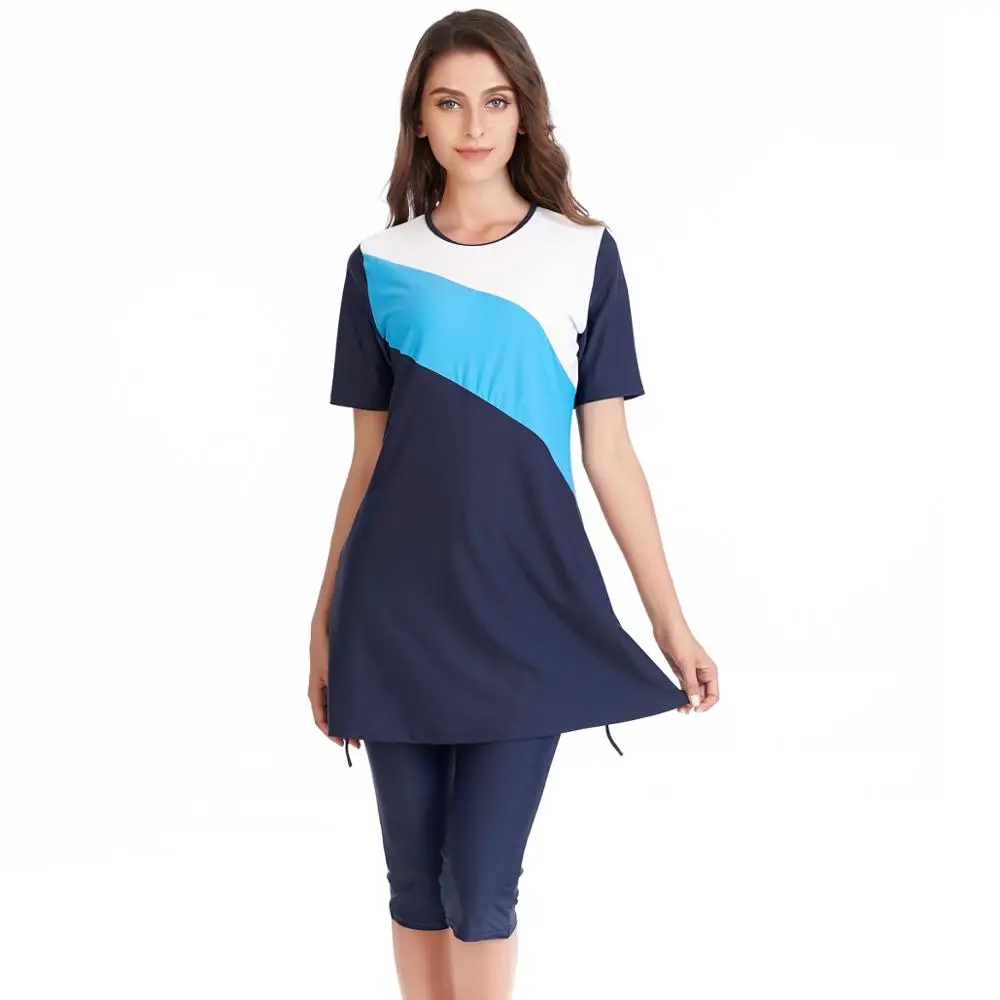 Muslim-Swimwear-Women-Modest-Patchwork-Hijab-Short-sleeve-Sport ...