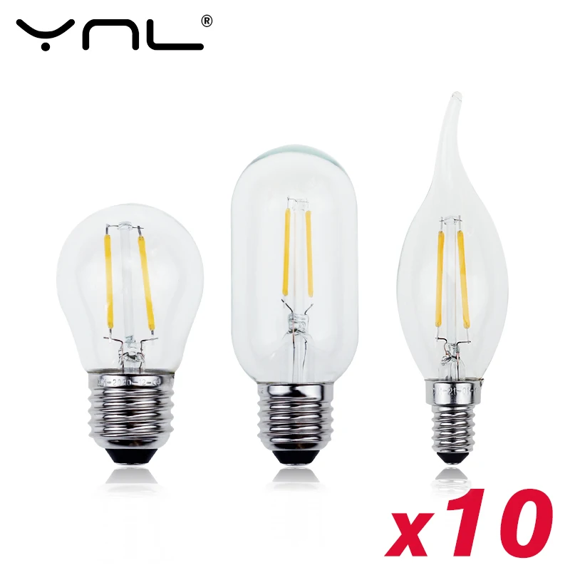 10pcs/lot E27 E14 Retro LED Edison Filament Bulb Lamp 220V Light Bulb ...