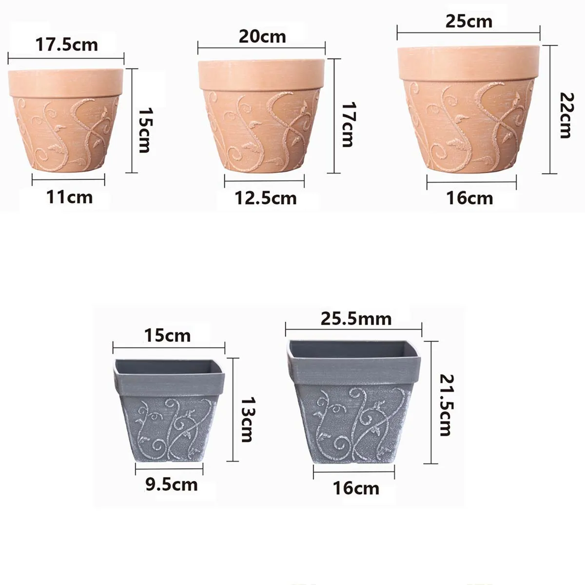 POT DE FLEUR,Round Red L--Pots de fleurs en plastique, jardinières de ...