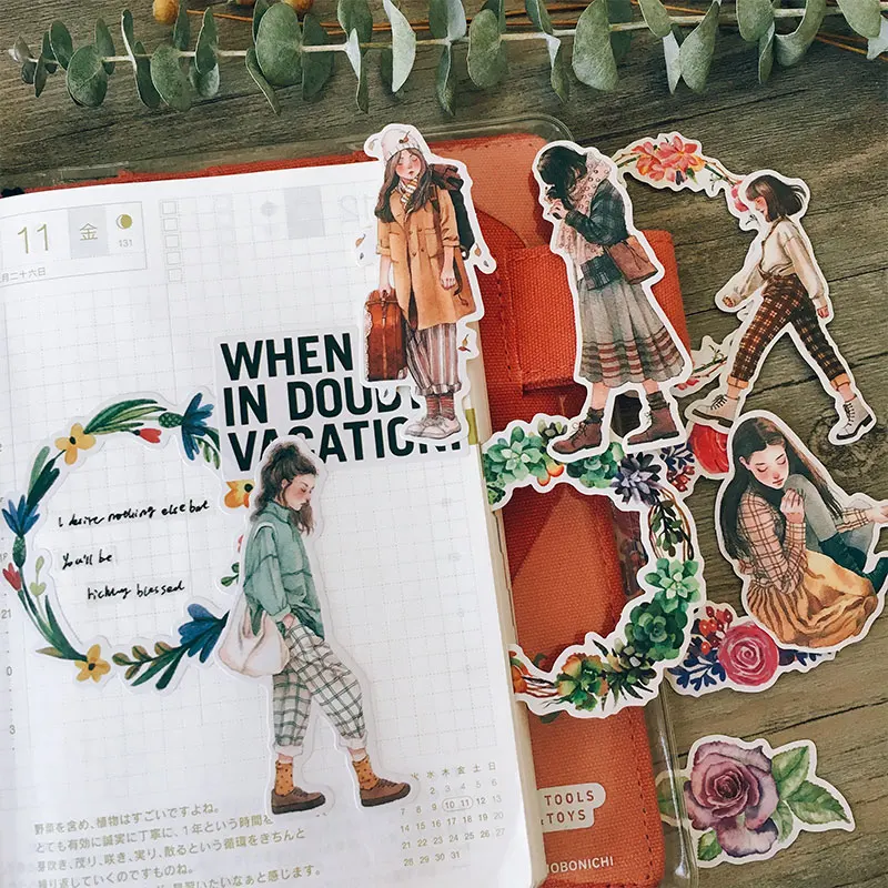 10PCS-Girl-and-flowerl-Stickers-Crafts-And-Scrapbooking-stickers-book ...