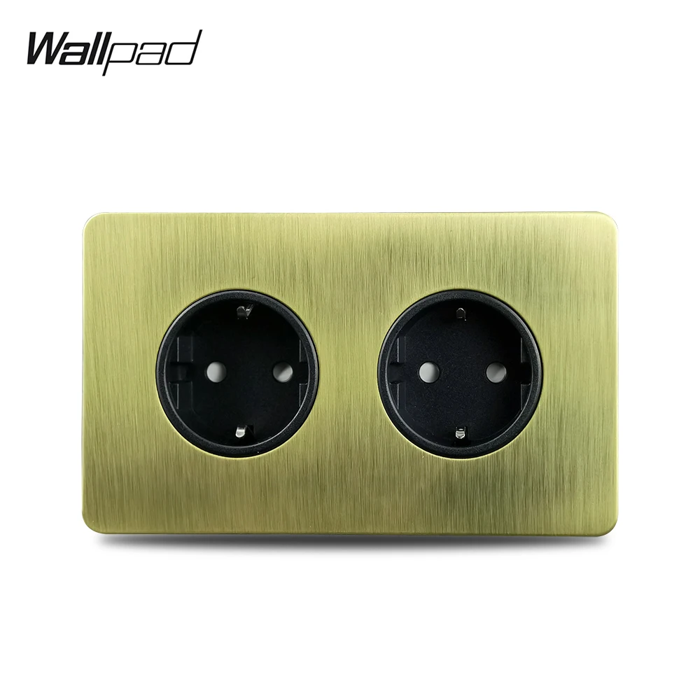 Wallpad-Satin-Gold-H6-Double-EU-Wall-Power-Socket-2-Gang-Electric ...
