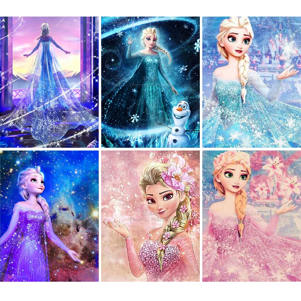 5D DIY Diamond Painting Disney Elsa Princess Frozen Cartoon Mosaic Set ...
