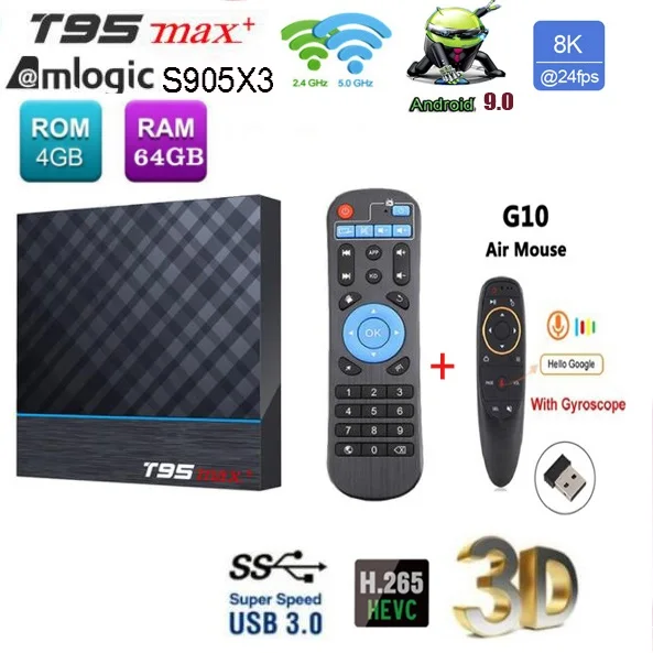 Dispositivo de TV inteligente T95 MAX Plus, decodificador con Android 9 ...