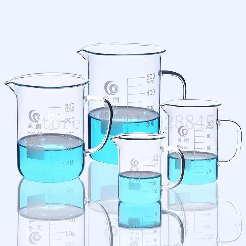 Vaso de vidrio de borosilicato alto para laboratorio, vaso de medición ...