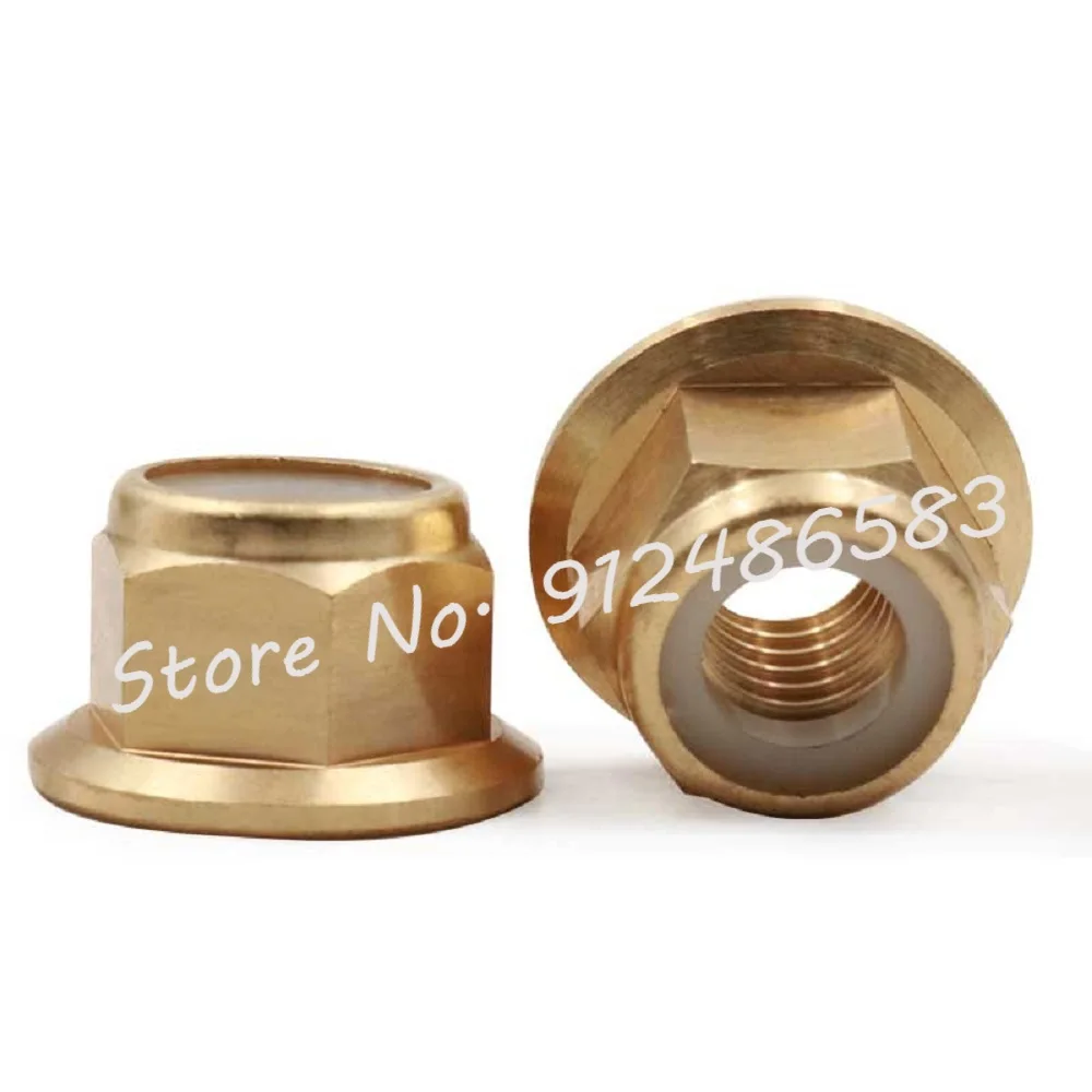 10pcs M2 M2.5 M3 M4 M5 M6 M8 Brass DIN6926 Hex Flange Nylon Insert Lock Nut Self-locking Nylock ...