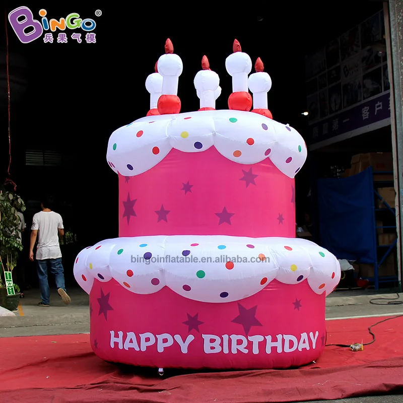 PORTABLE BALLOON 2mh inflatable giant birthday cake customized red pink ...