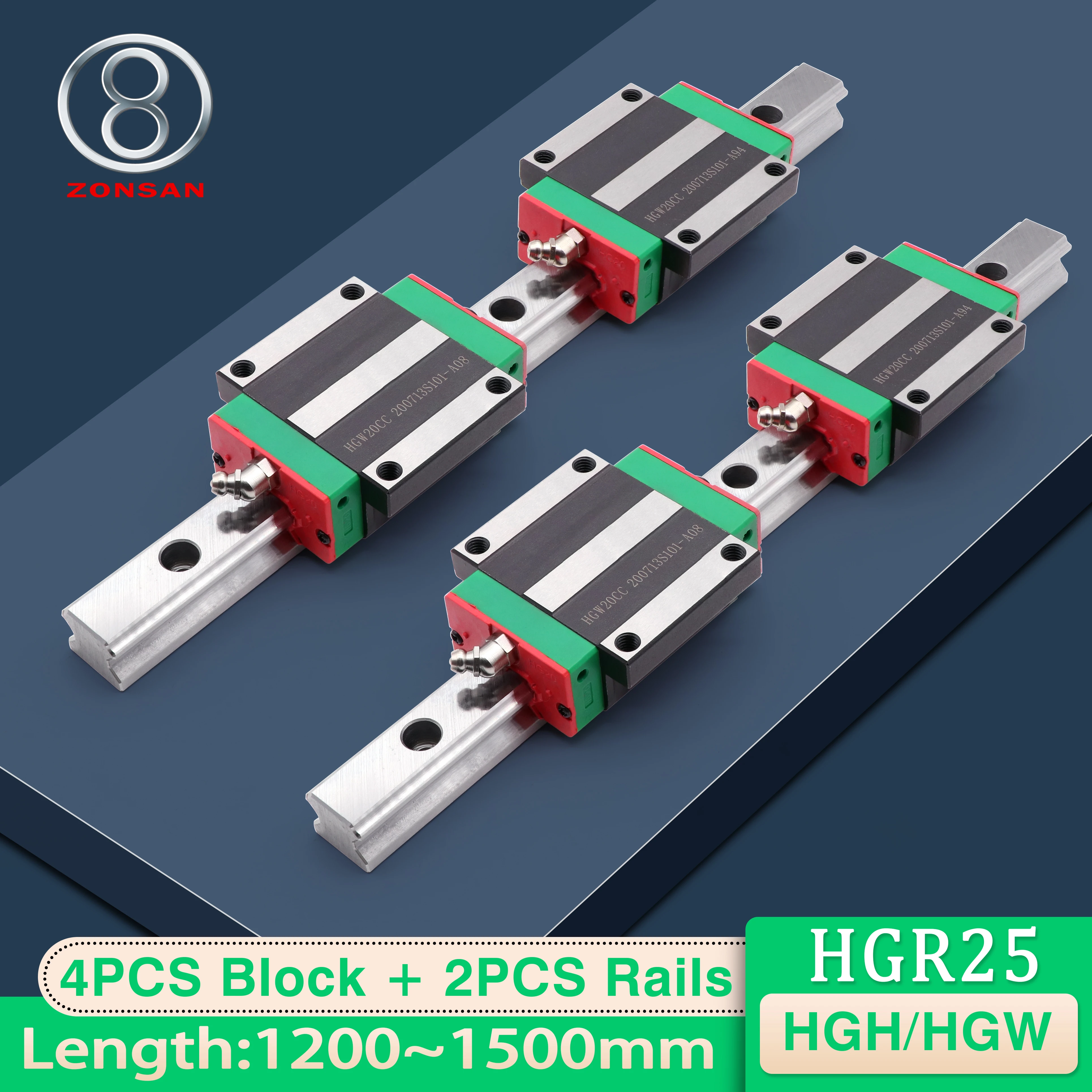 Free Shipping HGR25 Linear Guide Rails 1200 1300 1400 1500 MM Slide ...