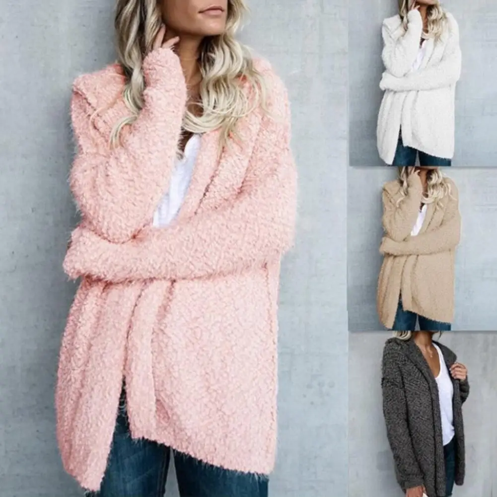 Cárdigan holgado con capucha para mujer, Chaqueta de punto de manga ...