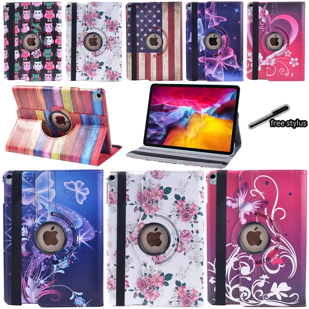 Capa para ipad air 4, capa de couro pu com rotação 360 graus para apple ...