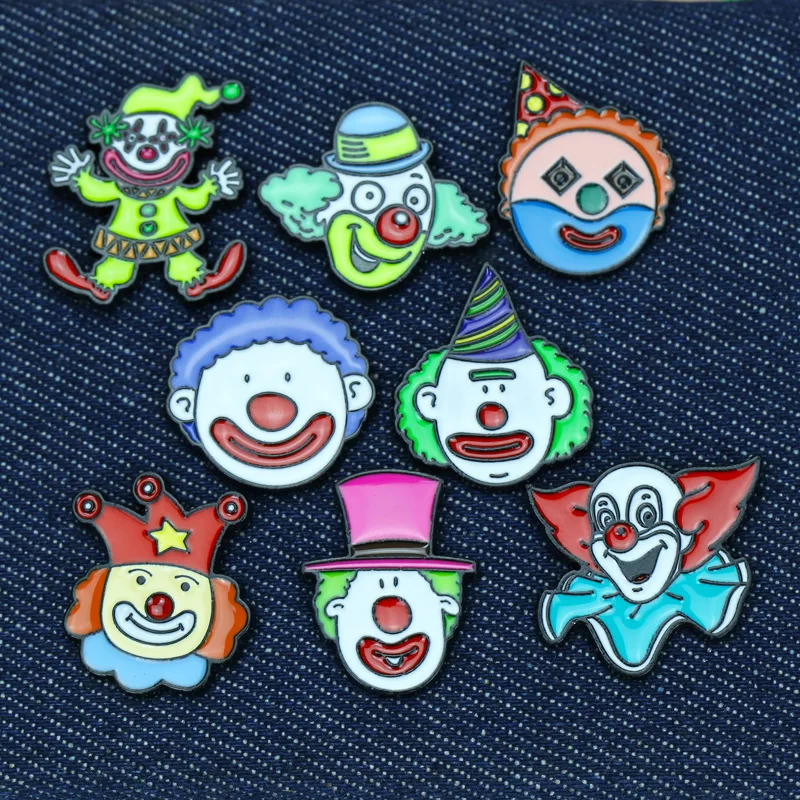 Cartoon Clown Pins Fun Joker Boy Enamel Pin Collection Fashion ...