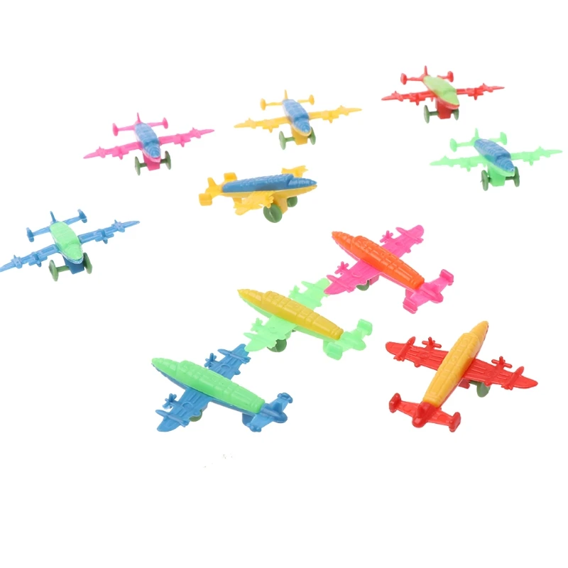 10 Pcs Mini Plastic Bomber Plane Fighter Aircraft Model Toy Military ...