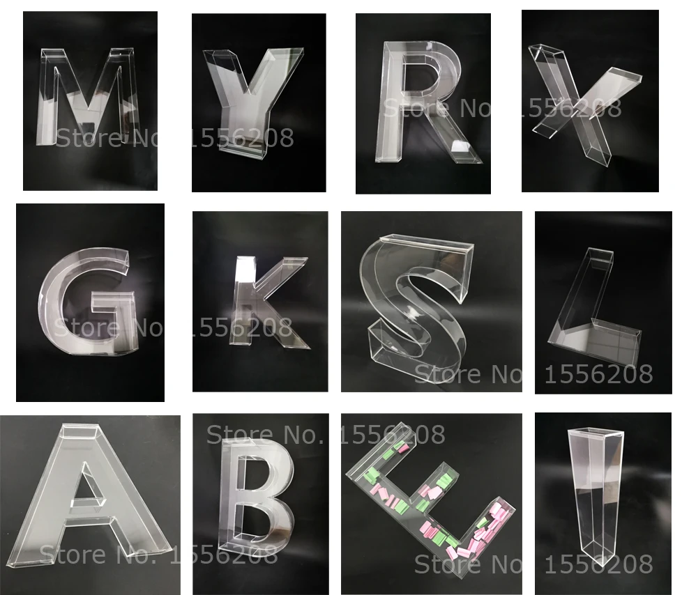 30cmH Freestanding Hollow Plexi Acrylic Glass Fillable Letter 26 ...