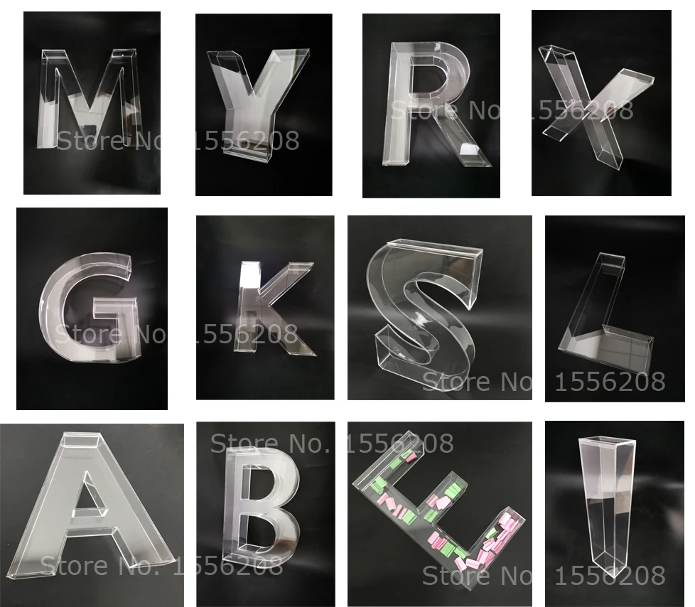 30cmh Freestanding Hollow Plexi Acrylic Glass Fillable Letter 26 ...