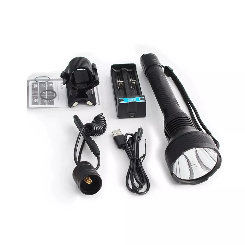 T70 Tactical Rechargeable 2300LM Flashlight 1km Long Distance Light ...