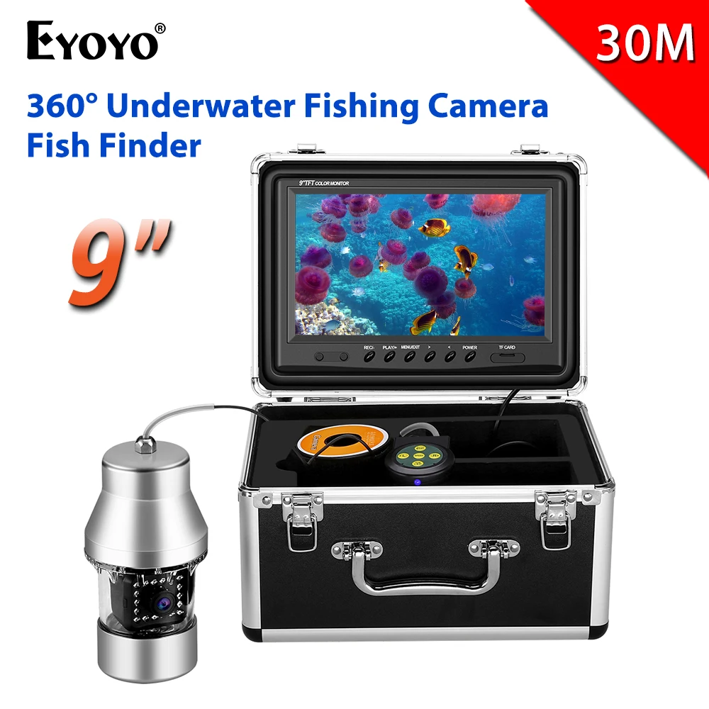 Eyoyo EF360 Fish Finder 9"DVR Recorder 30M Underwater Fishing Video ...
