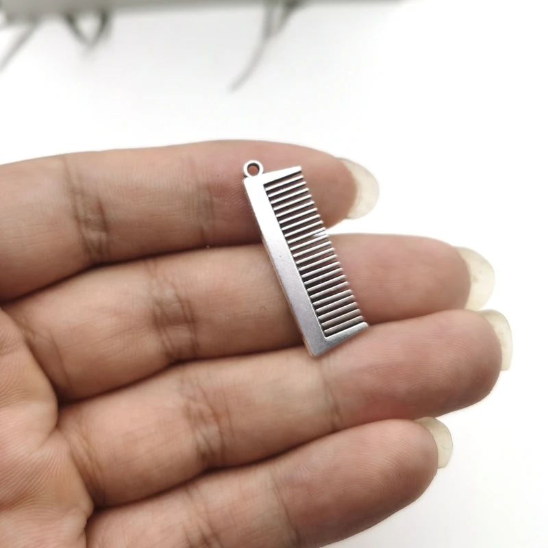 10pcs Hairdressers Gift Comb Charms Tibetan Silver Plated Pendants Antique Jewelry Making Diy ...