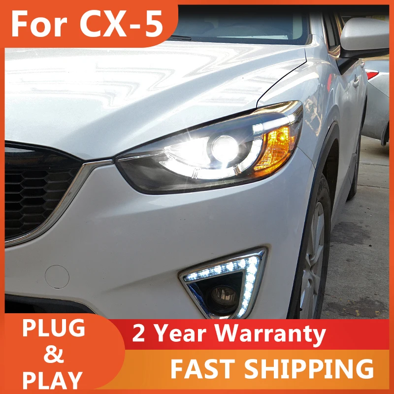 Faros delanteros LED para coche Mazda CX 5 CX5 2013 2016, DRL, luz para correr, lente Bixenón ...