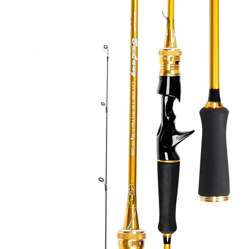 Gold Black 1.8m 2.1m Casting Spinning Fishing Rod Travel Vara De Pesca ...