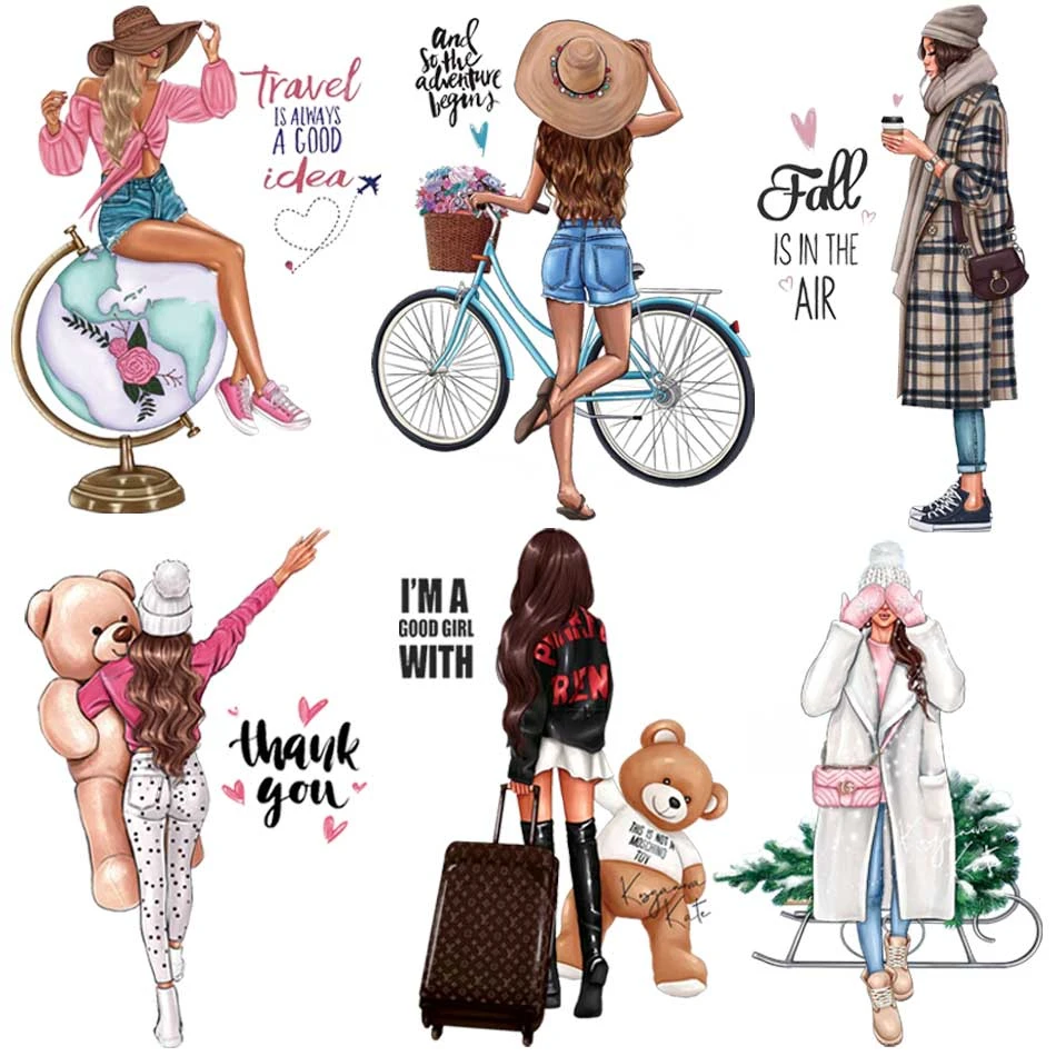 Cute Girl Iron On Transfer For Clothing DIY A Level Washable T Shirt ...