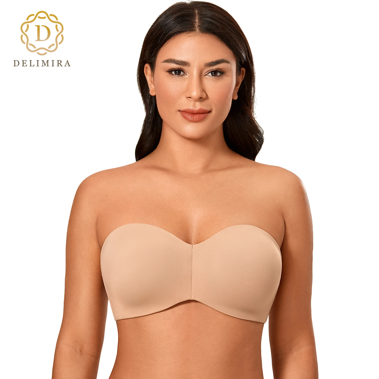 DELIMIRA Women's Minimizer Support Strapless Bra Anti slip Silicone Non padded Underwire Bras ...