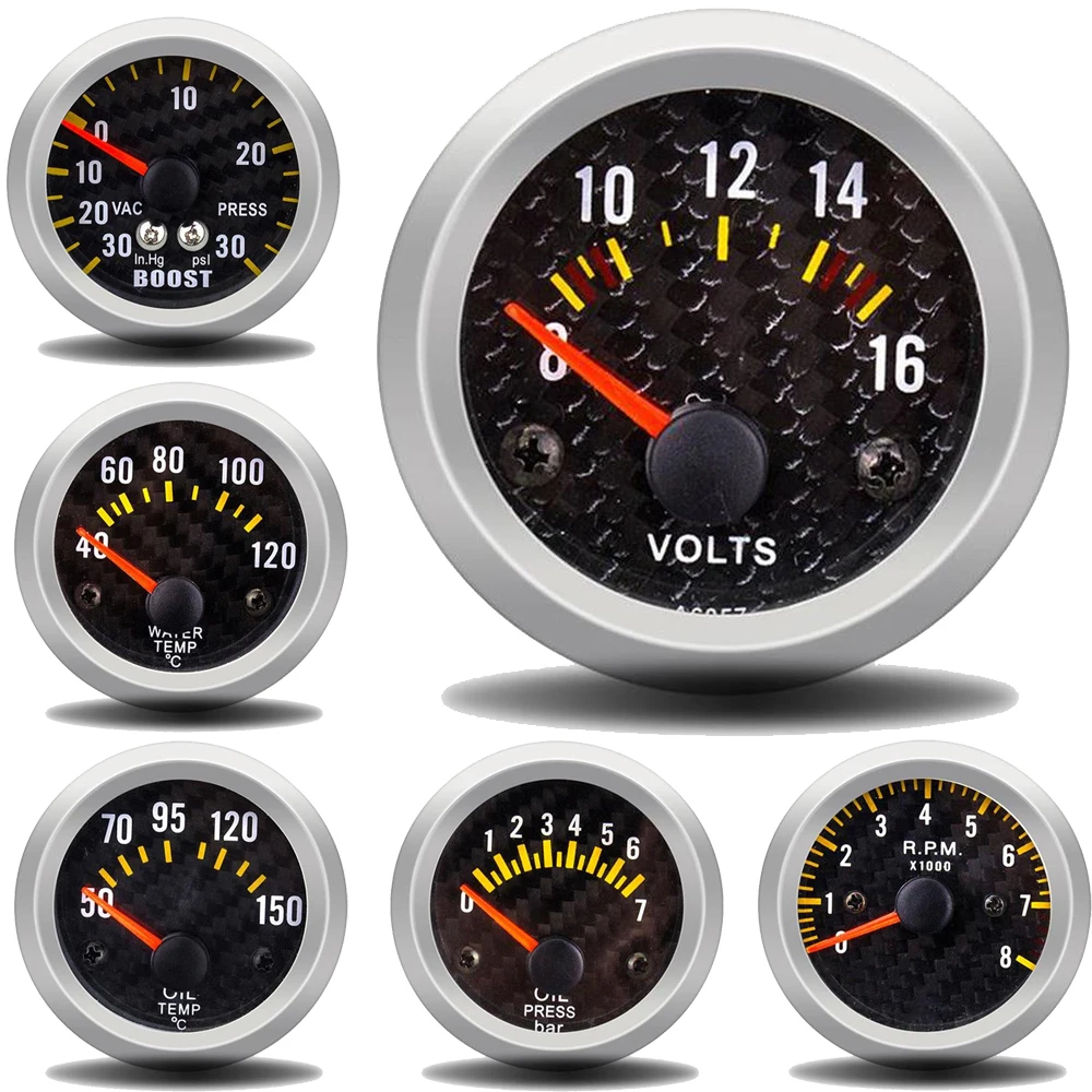 52MM-Gauge-Tachometer-Water-Temperature-Gauge-Boost-Water-Temp-Oil-Temp ...