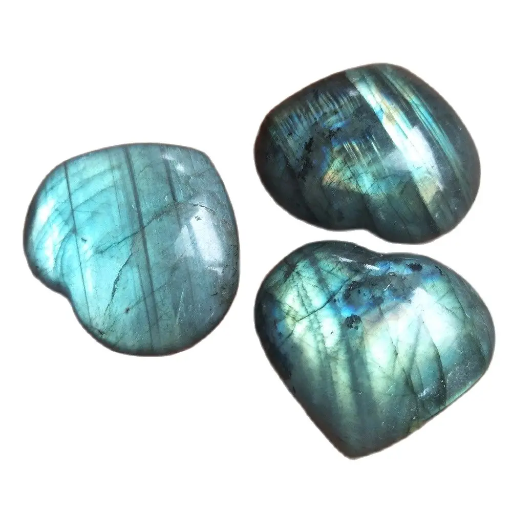 3pcs/lot Natural Labrador stone heart. Ornaments coast polished ...