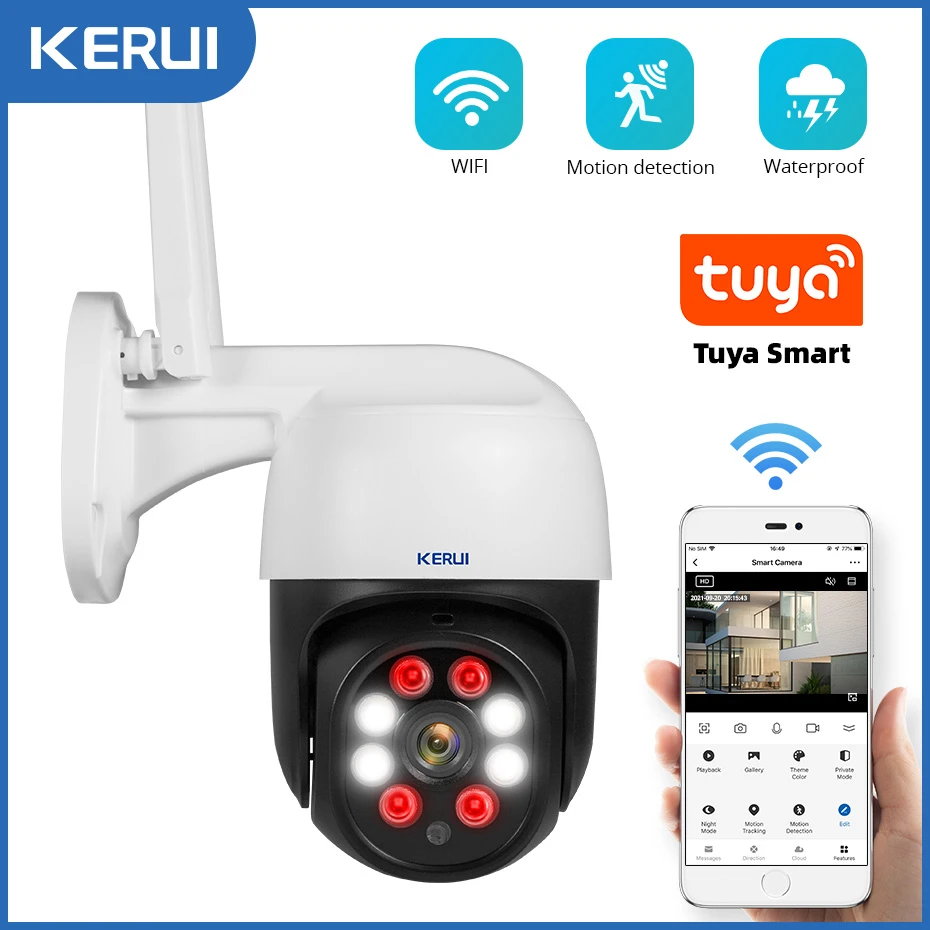 Kerui 1080p 3mp Ptz Wifi Ip Wireless Camera Tuya Smart Outdoor Home ...