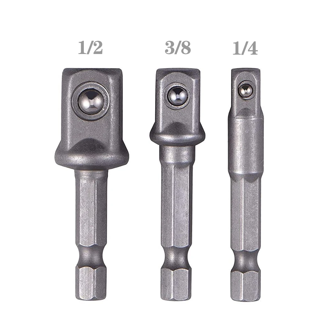 육각 생크 렌치 드라이브 파워 드릴 소켓, 소켓 확장 드릴 비트 어댑터, 1/4 "3/8" 1/2 "스크루드라이버 도구, 3 개 ...