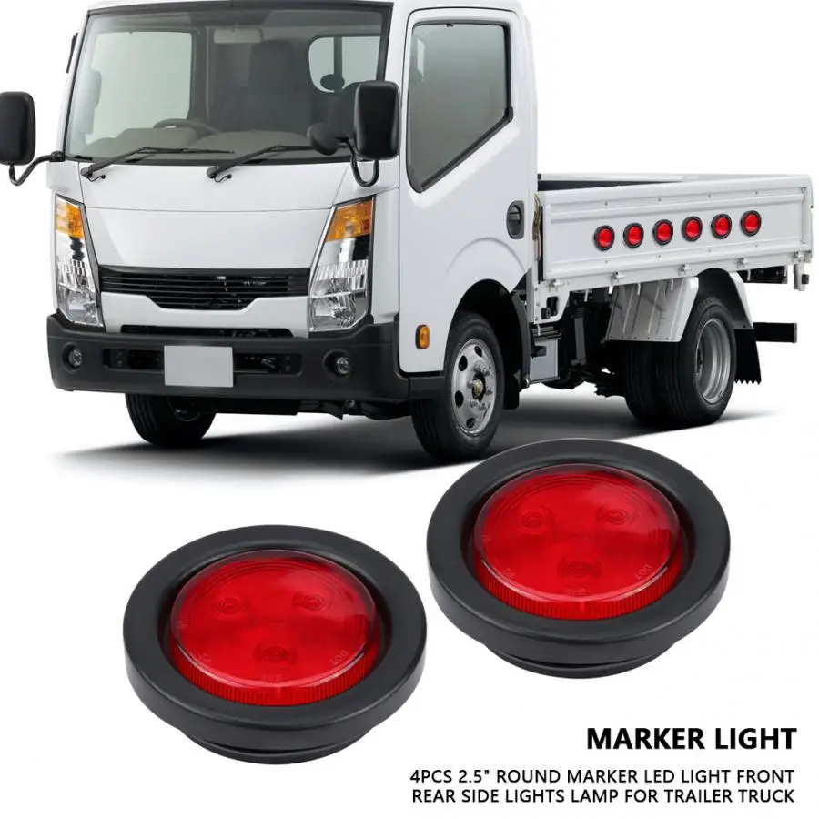 5Pcs 2.5inch 4LED Round Marker Light Front Rear Side Lights Lamp for ...