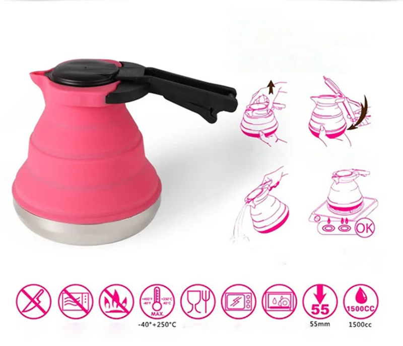 BOUILLOIRE ELECTRIQUE,Blue--Bouilloire à eau pliable en Silicone pour l ...