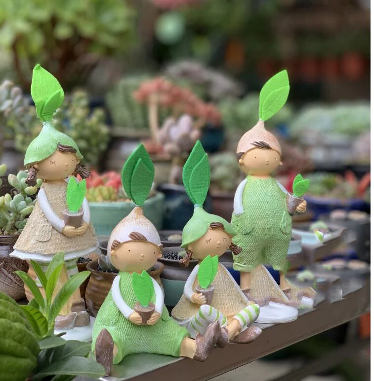 Outdoor Pastoral Cute Plant Doll Character Resin Ornament Courtyard ...