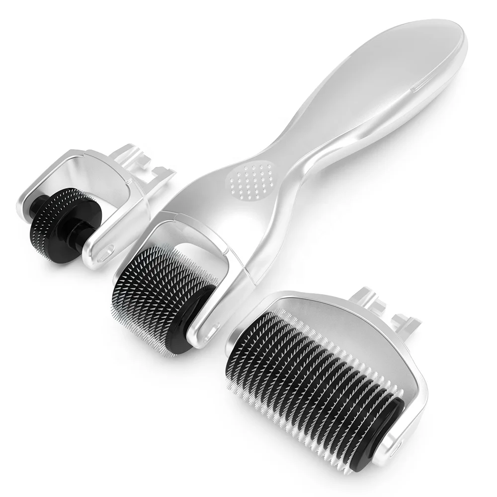 Gold and Silver 3 in 1 Derma Roller Kit 180/600/1200 Titanium Needles ...