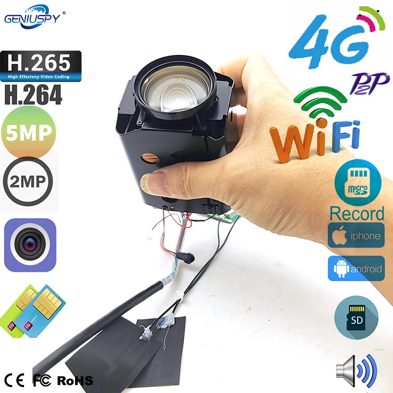 GENIUSPY 4G Sim Card Wifi CamHipro Wireless 5MP 4-144mm Lens 36X ZOOM ...