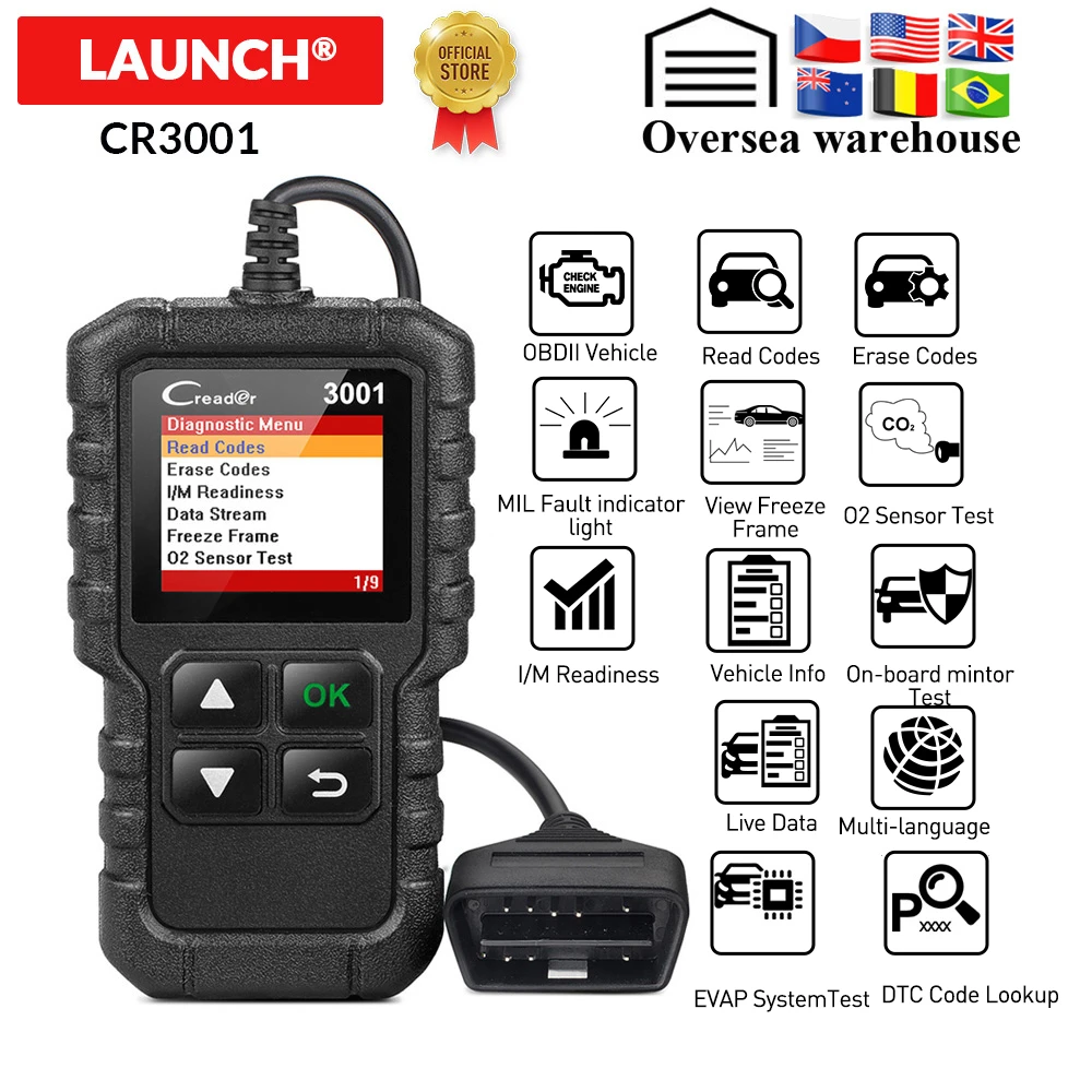 Launch Code Reader Cr3001 Obd2 Scanner Engine Fault Can Scan Tool With ...