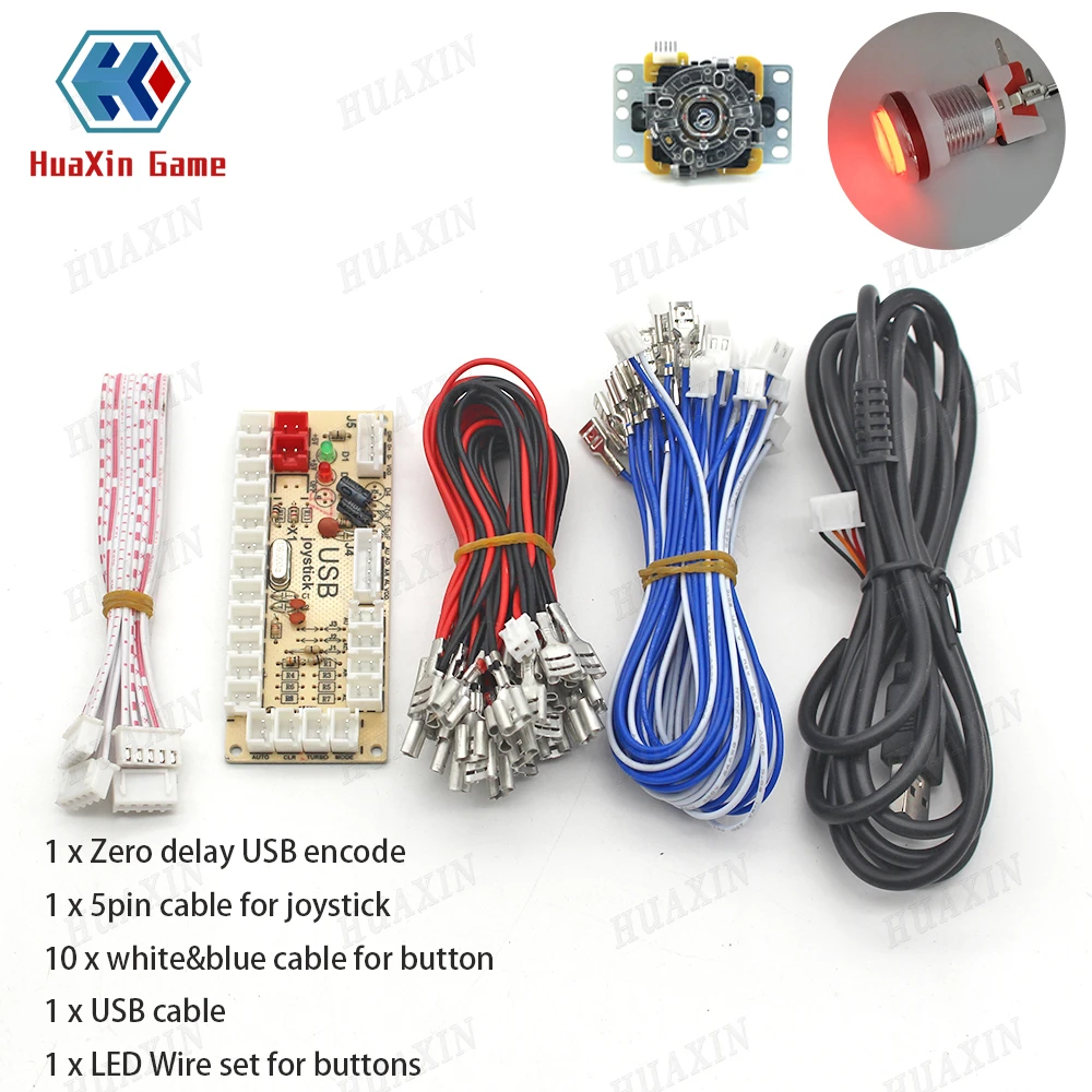 1 Set Zero Delay With 5v Arcade Game Usb Encoder Joystick Push Buttoons Kit For Pc Mame ...