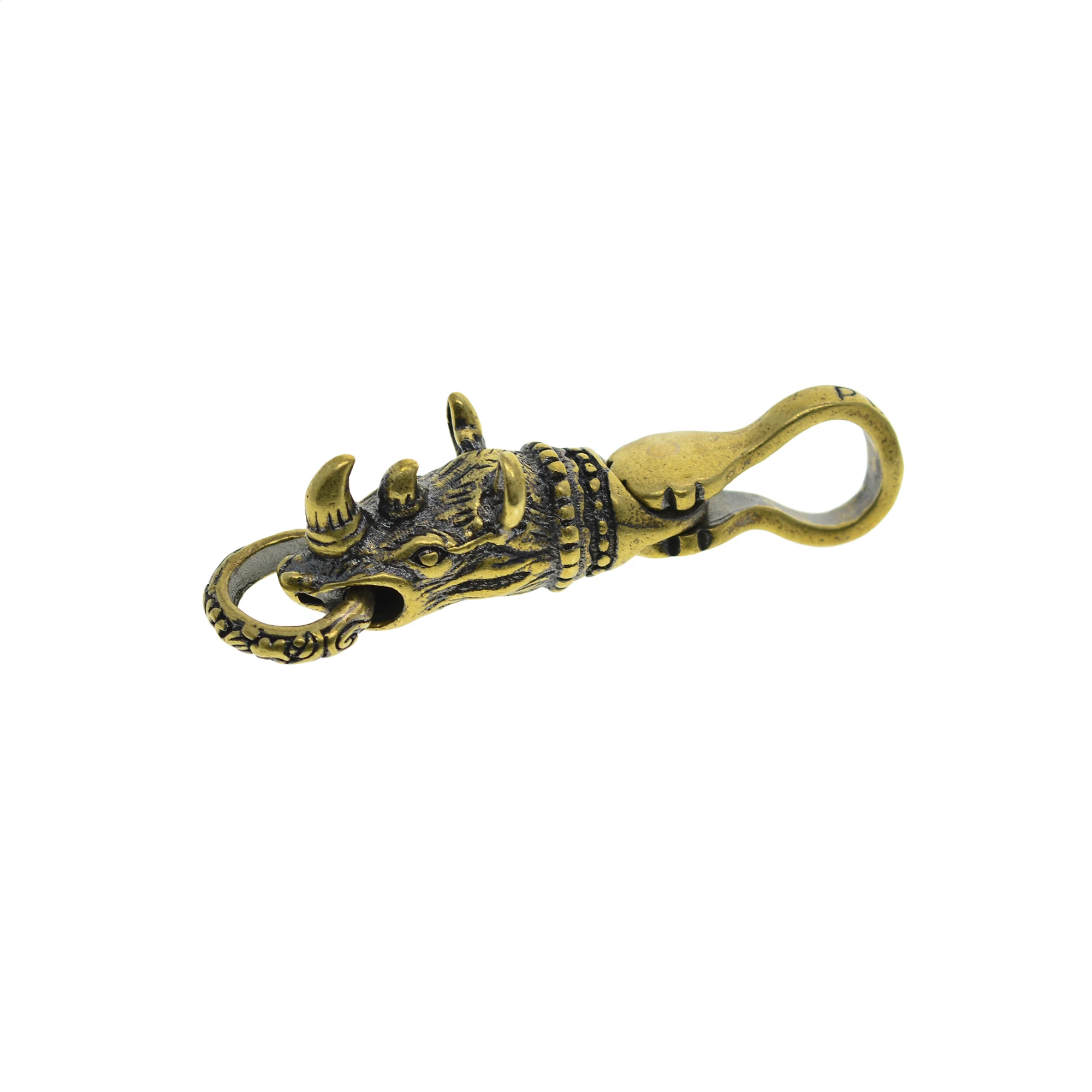 handmade Retro brass rhinoceros connector for DIY Keychains wallet jean ...