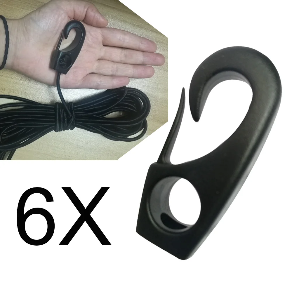 6PC Heavy Duty Naylon Canoe Kayak Bungee Rope Cord Clip Hook Shock Cord ...