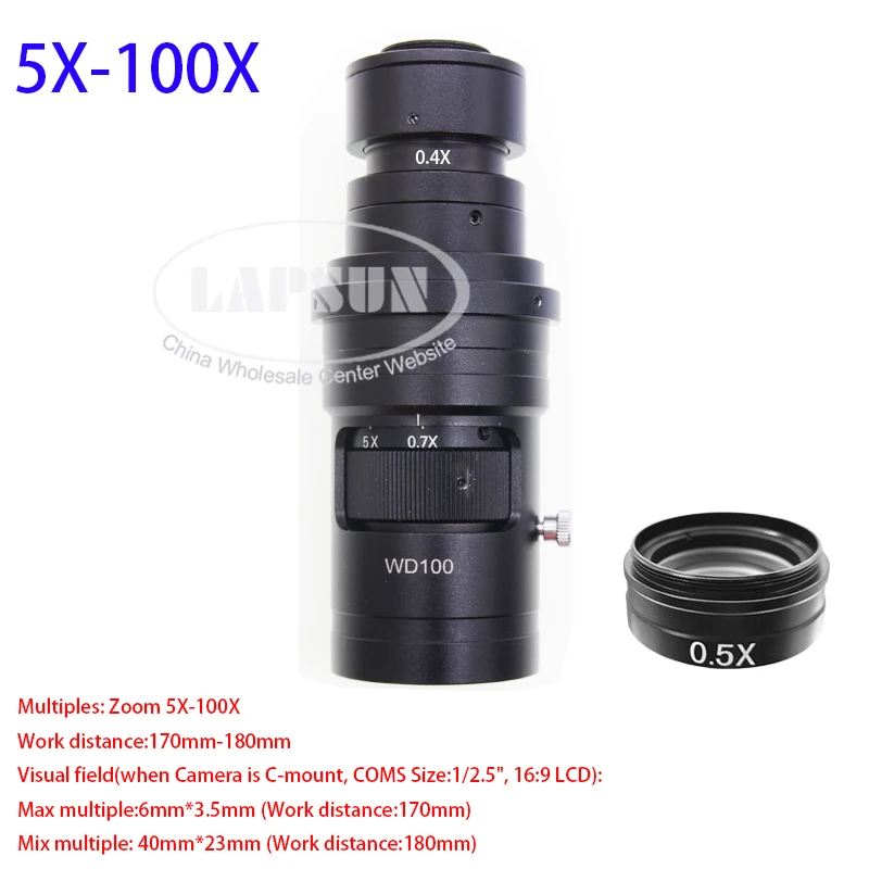 LAPSUN Промышленный микроскоп объектив 0.7X-5X | AliExpress