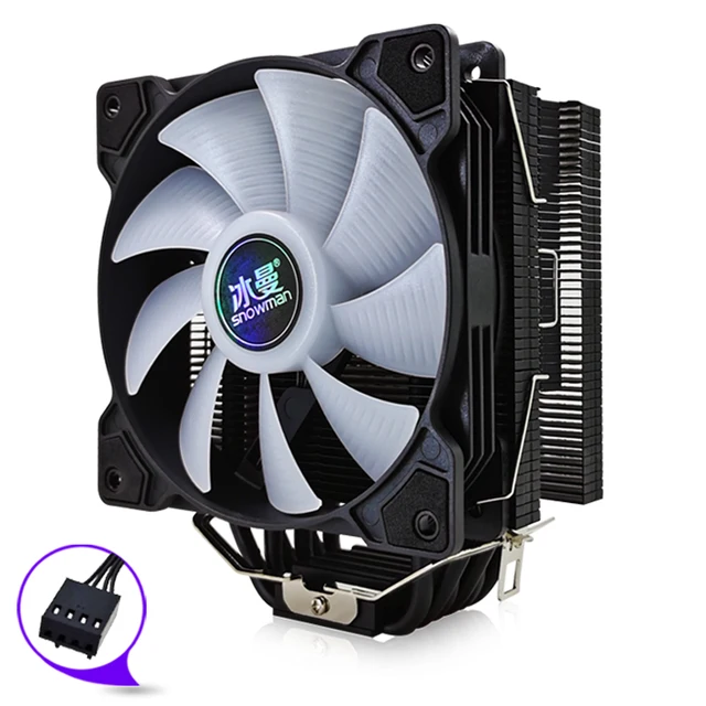 SNOWMAN 6 Heat Pipes CPU Cooler 120mm PWM 4 Pin PC Radiator RGB Quiet ...