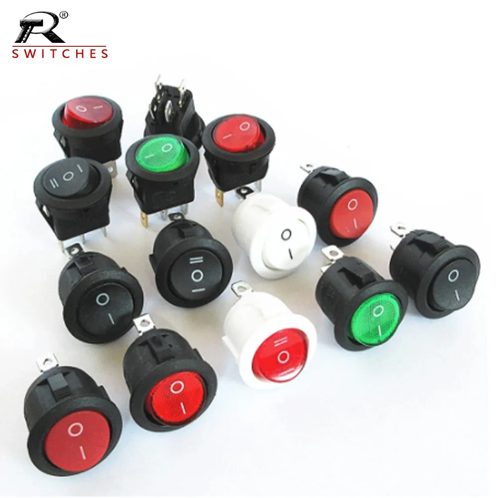 10pcs KCD1 Rocker Switches 20mm Diameter Round Mini Round 2/3/4 Pin ON ...