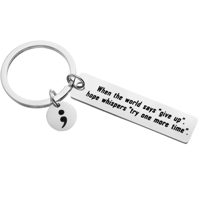 Mental Health Awareness Keychain Semicolon Inspirational Jewelry When ...