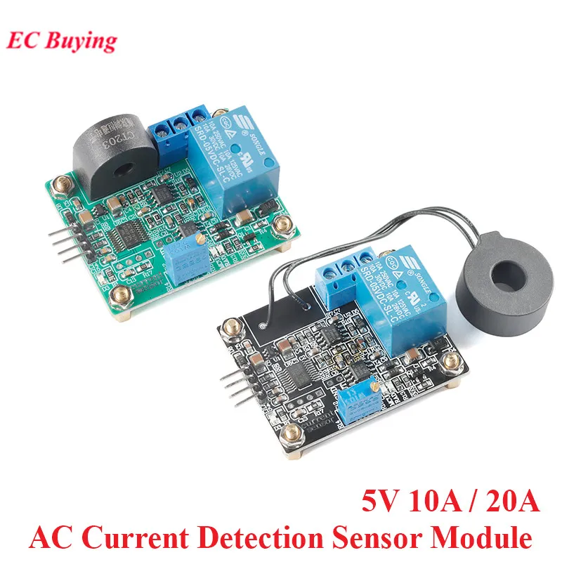 AC Current Detection Sensor Module 5V 10A 20A Transformer Relay Module ...