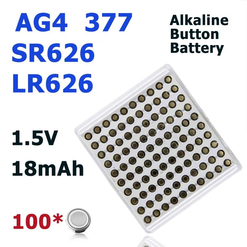 Batería de botón alcalina AG4 LR626 377 SR626SW, 1,5 V, adecuada para reloj de juguete, juguete ...