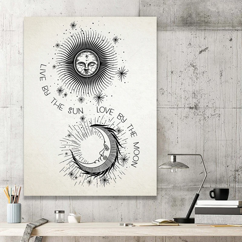 Sun And Moon Art Black And White